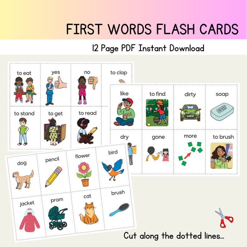 First Words Alphabet Flash Cards Baby Toddler Children Educational ...