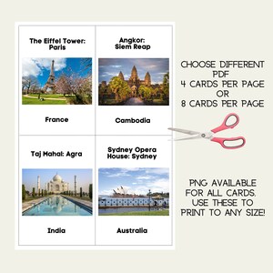 Famous Landmarks Flash Cards World Country Educational Children Digital ...