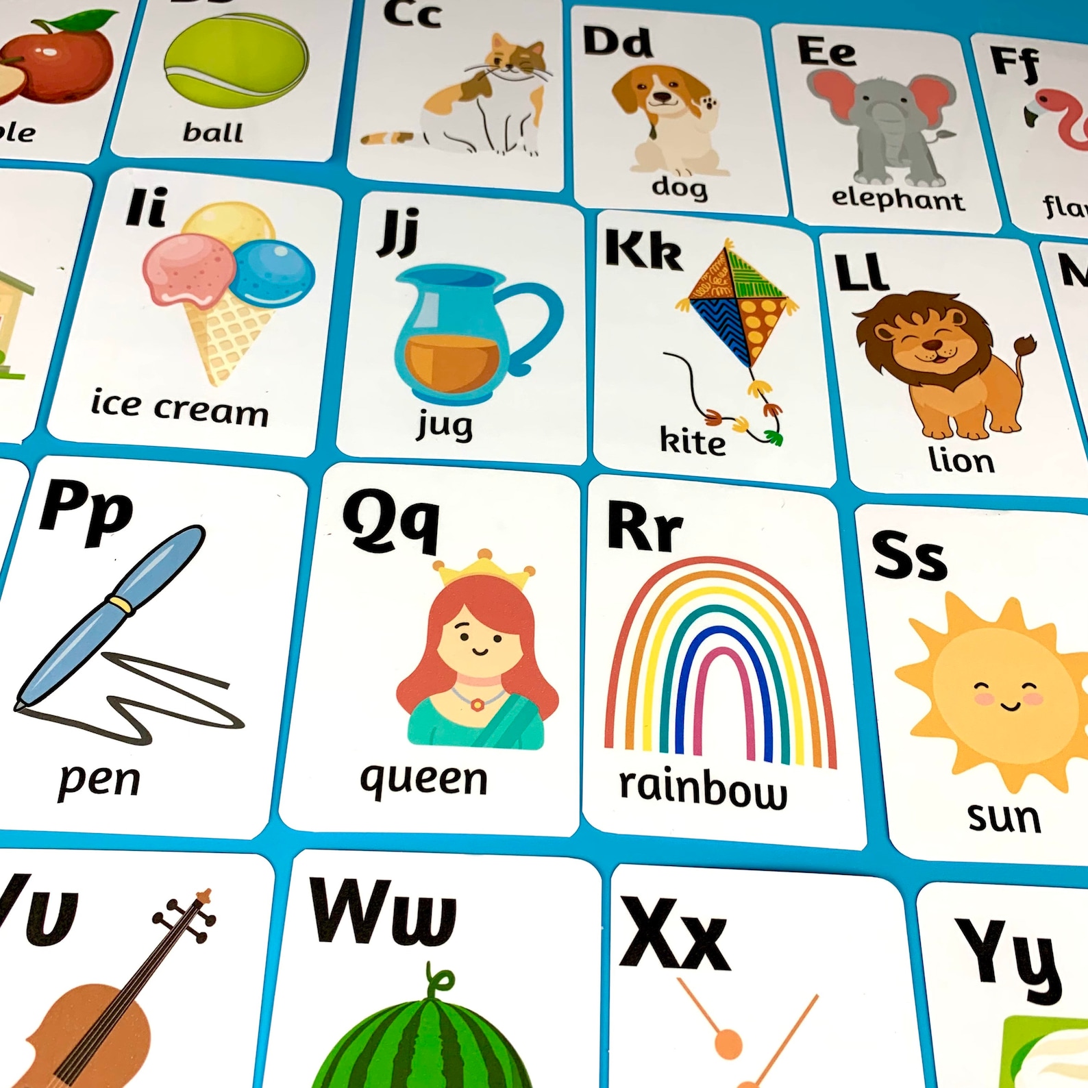 Alphabet Flash Cards Preschool Kids Children First Words Printable ...