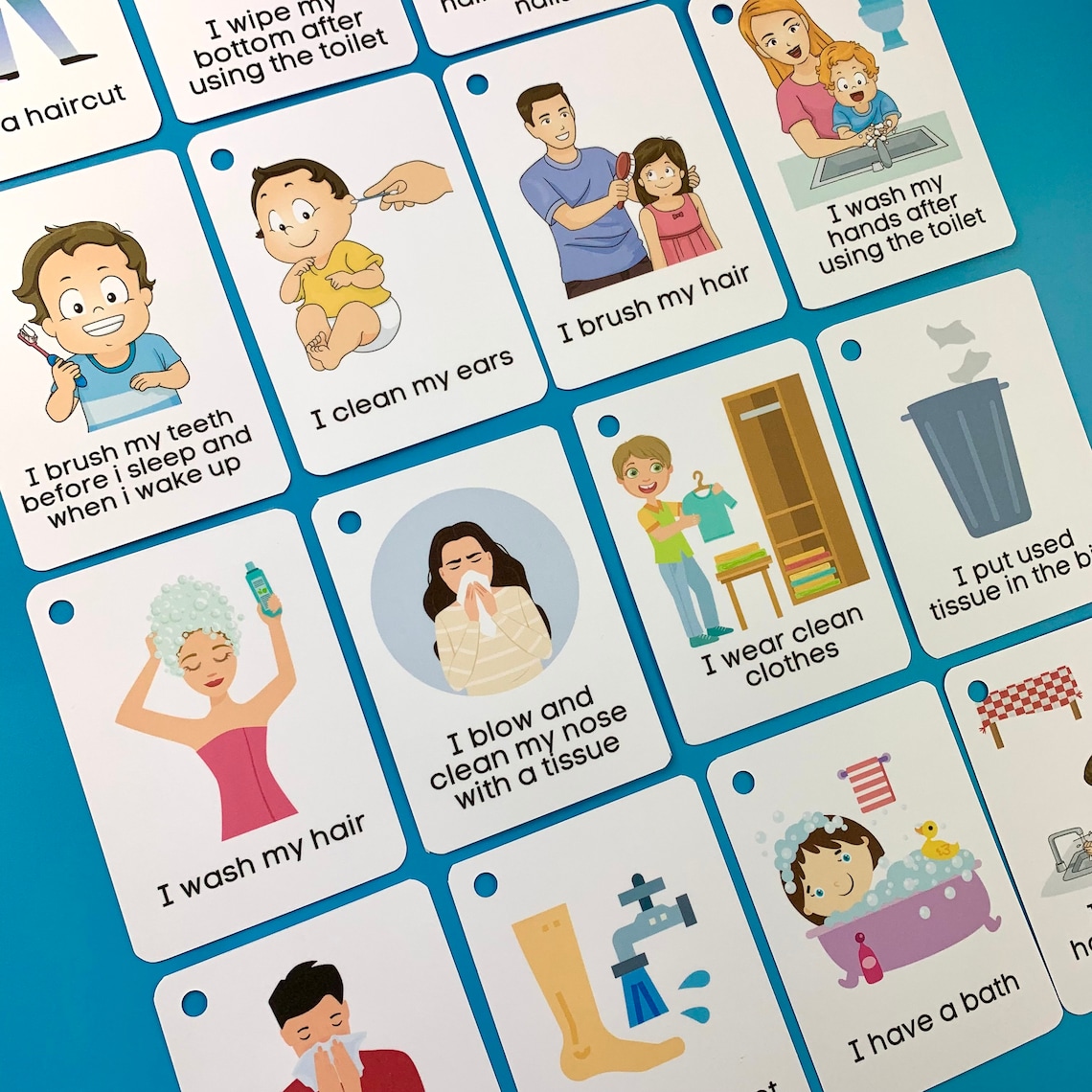 Personal Hygiene Flash Cards Home School Learning Children Toddler Kids ...