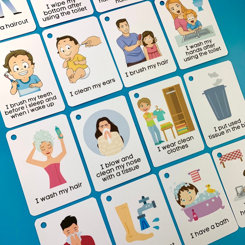 Personal Hygiene Flash Cards Home School Learning Children Toddler Kids ...