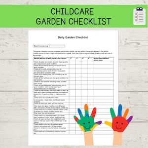 Child Care Garden Daily Checklist Daycare Child Minding Requirements ...