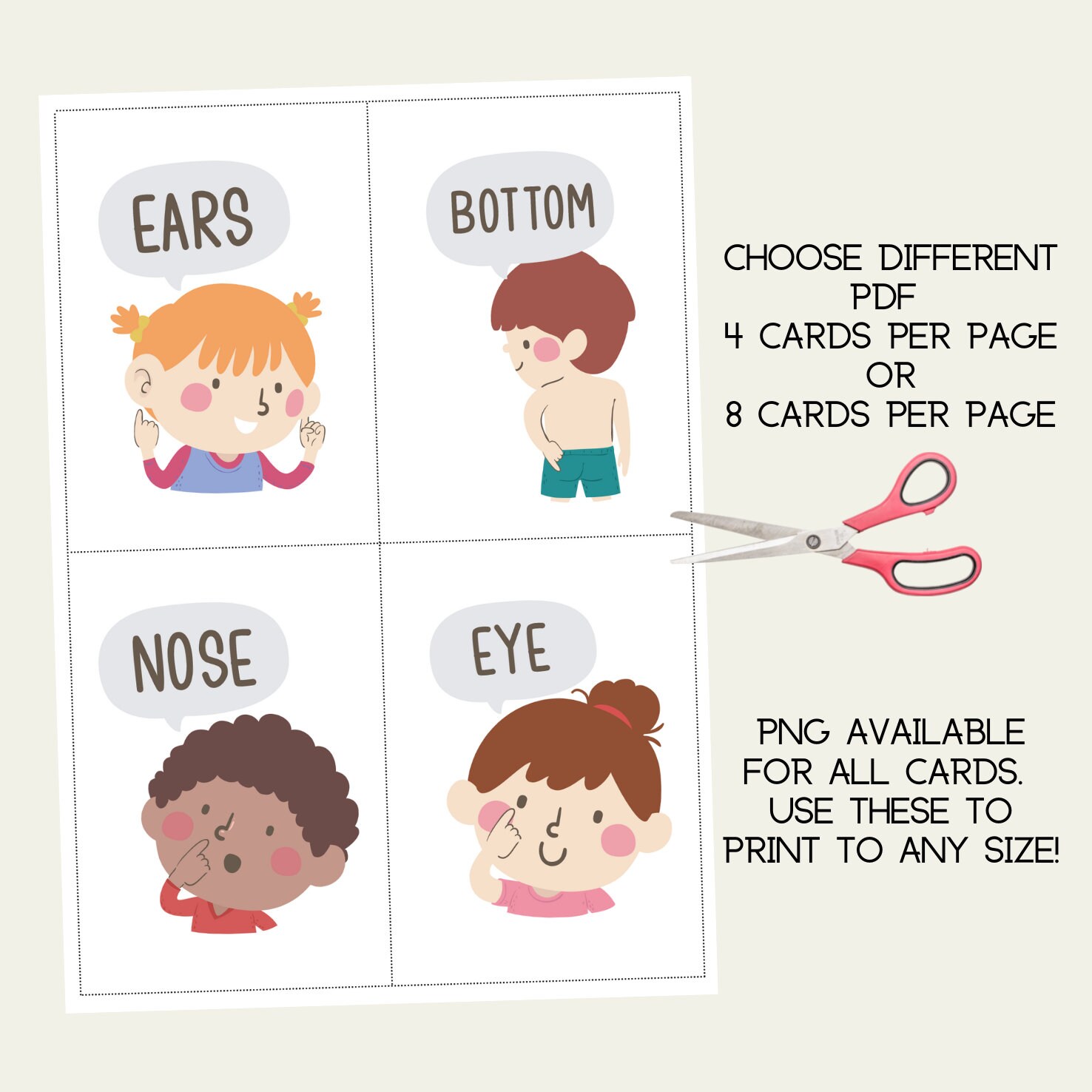 Parts of the Body Flash Cards Instant Download Kids Learning Human ...
