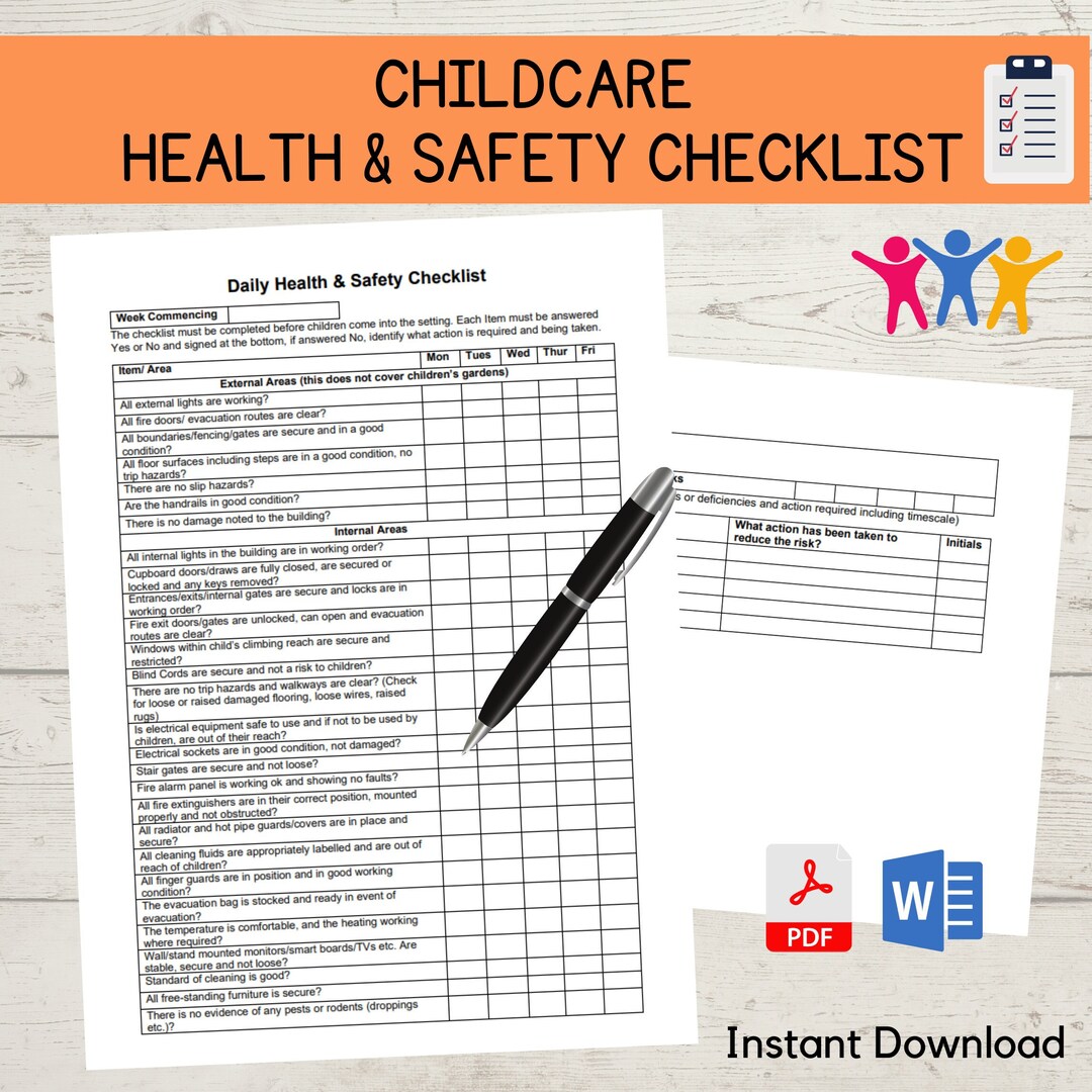 Child Care Health And Safety Checklist Daycare Child Minding Child Care Health And Safety Checklist Daycare Child Minding