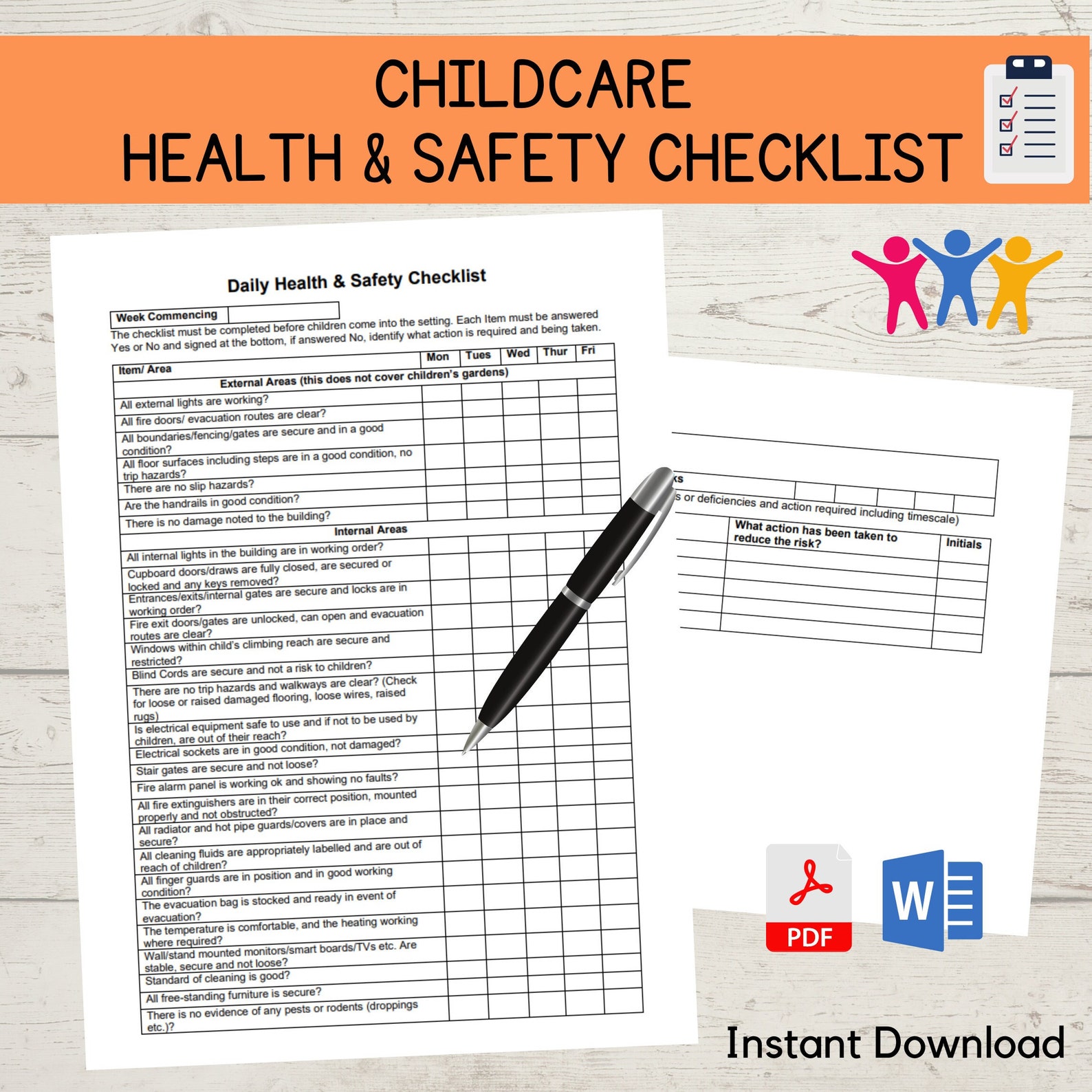 Child Care Health and Safety Checklist Daycare Child Minding Requirements EYFS Policy Nursery ...