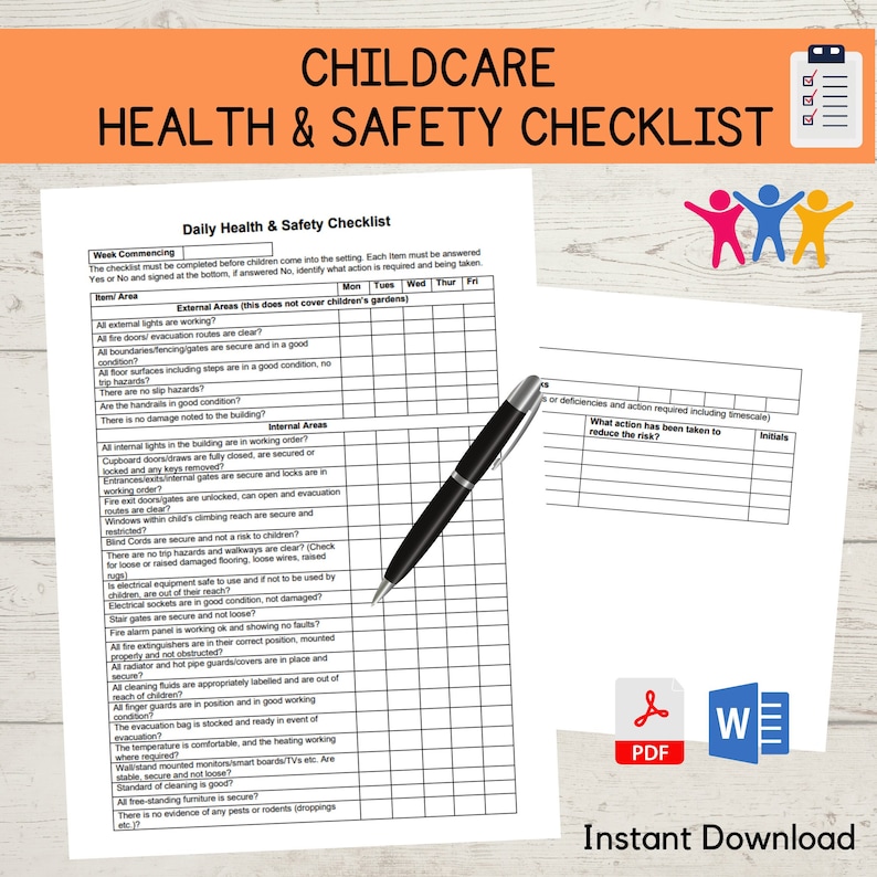 Child Care Health and Safety Checklist Daycare Child Minding ...
