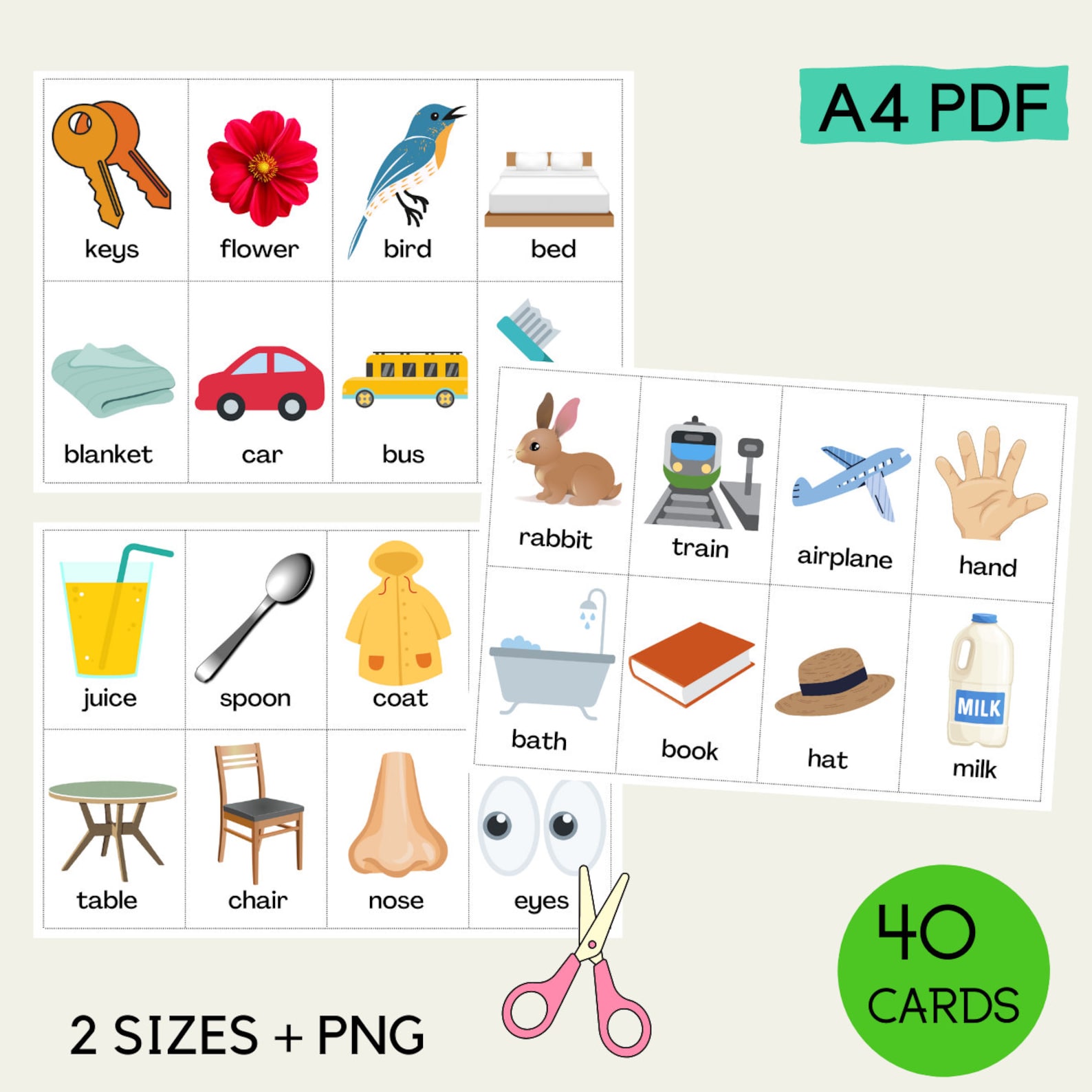 First Words Alphabet Flash Cards Baby Toddler Children Educational ...