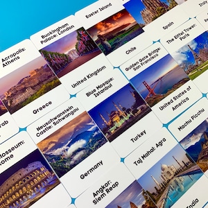 Famous Landmarks Flash Cards World Country Educational Children Digital ...