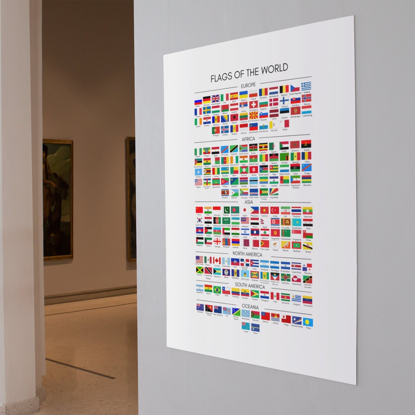 Flags of the World Wall Art, Educational Wall Print, Digital, Geography ...