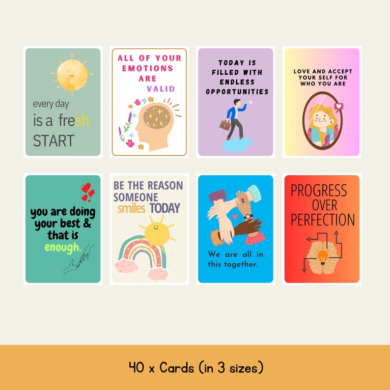 Positive Affirmation Cards Wall Art Printable, Positive Quotes Flash ...