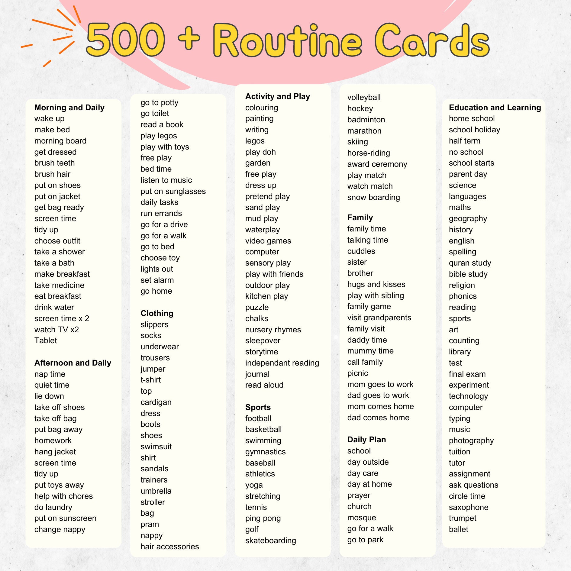 Daily Visual Routine Cards, EDITABLE Cards and Routine Chart, Daily ...