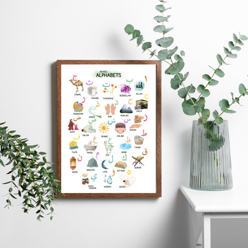 Arabic Alphabet Poster Islamic Muslim Edition Wall Art Print Digital ...