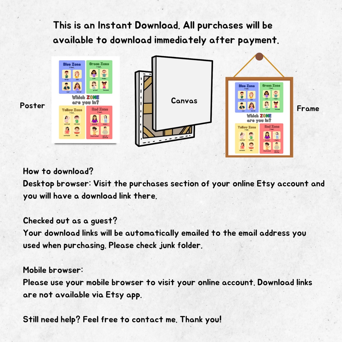 Zones of Regulation Poster, Self Regulation Cards, Lanyard Printable ...