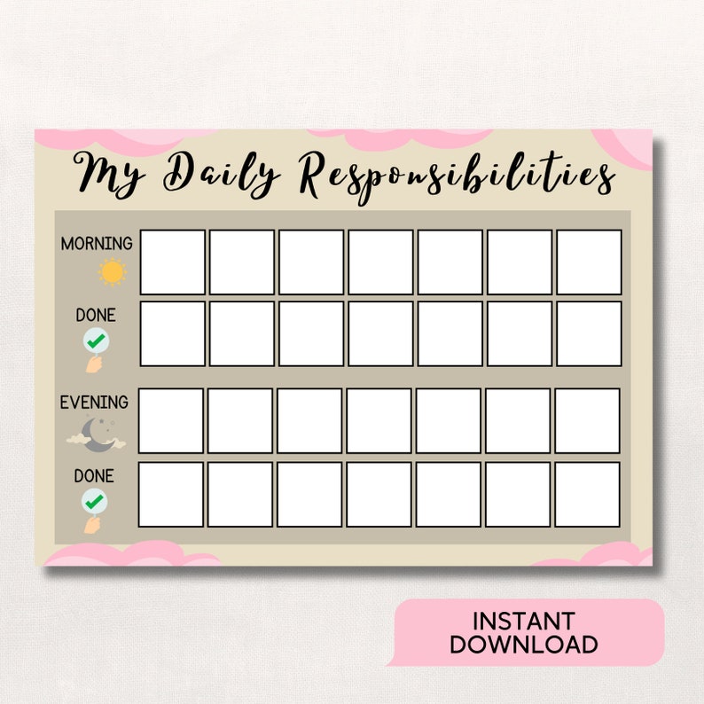 Daily Responsibilities Routine Chart Home School Autism Special Needs ...