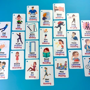 Action Verbs Flash Cards Children Preschool Educational Activity Kids ...