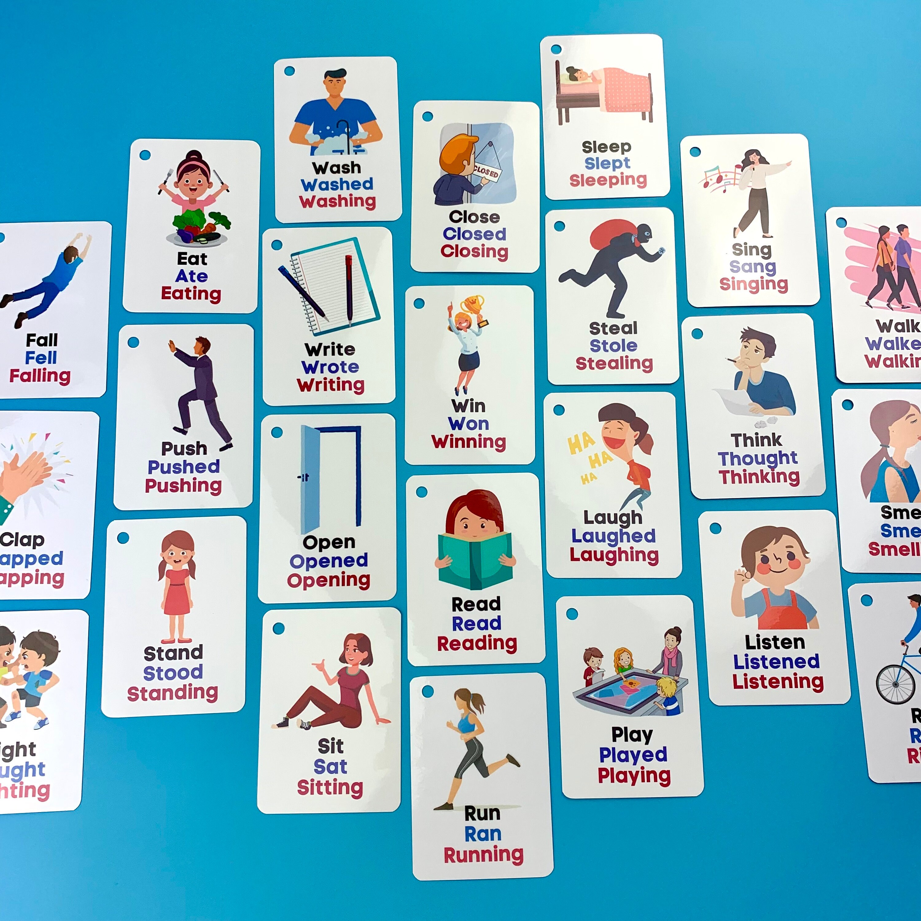 Action Verbs Flash Cards Children Preschool Educational Activity Kids ...