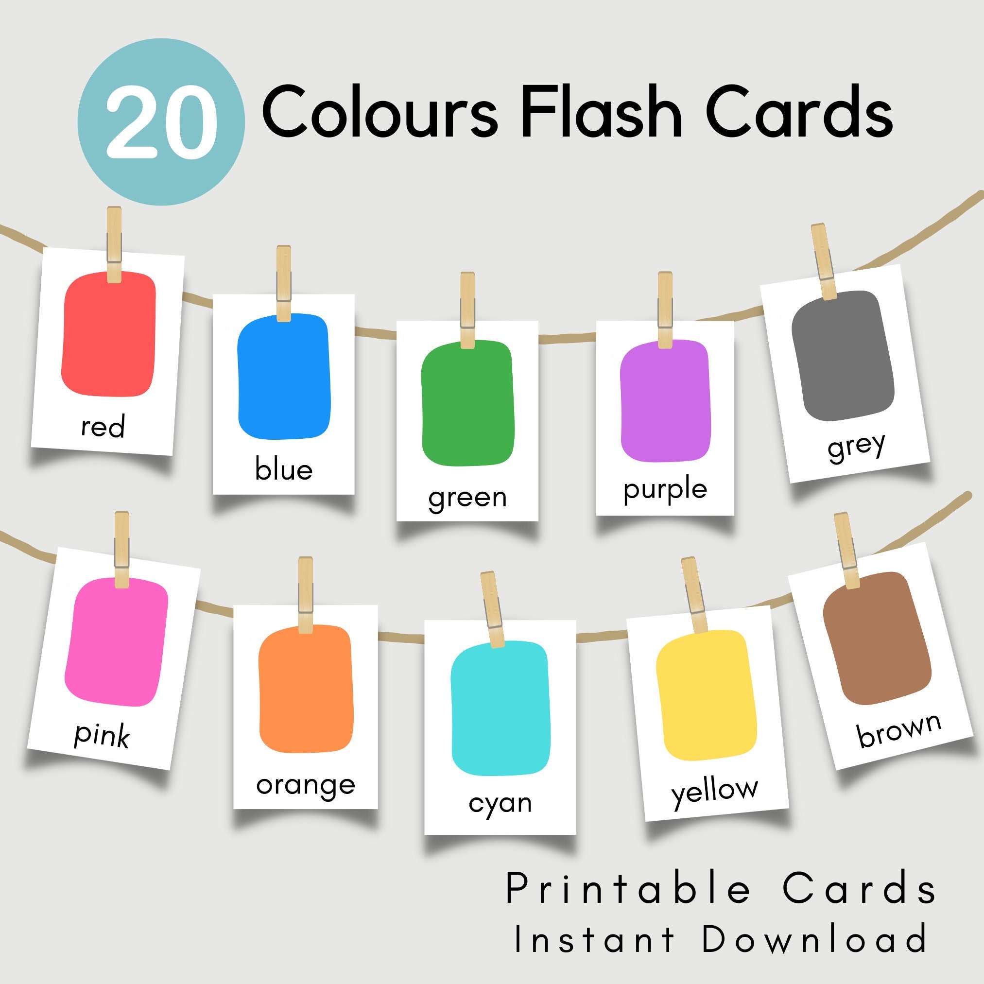 Colour Cards Preschool Flash Cards Learning Colours Printable Cards ...