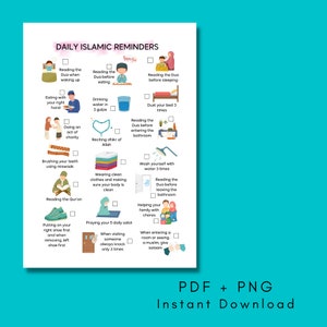 Daily Islamic Reminders Checklist Sunnah Children Islamic Deen ...