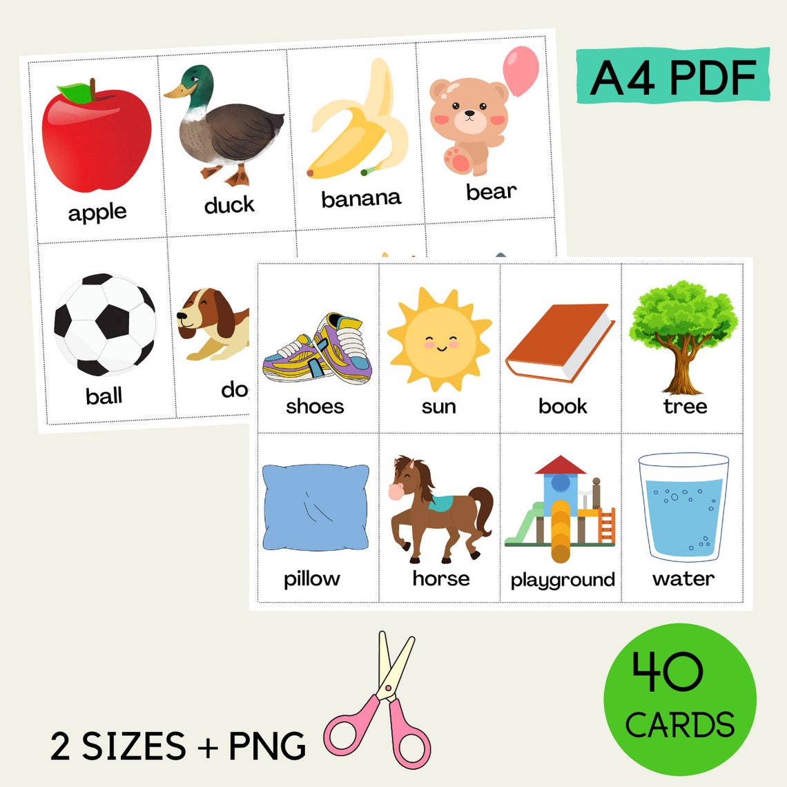First Words Alphabet Flash Cards Baby Toddler Children Educational ...