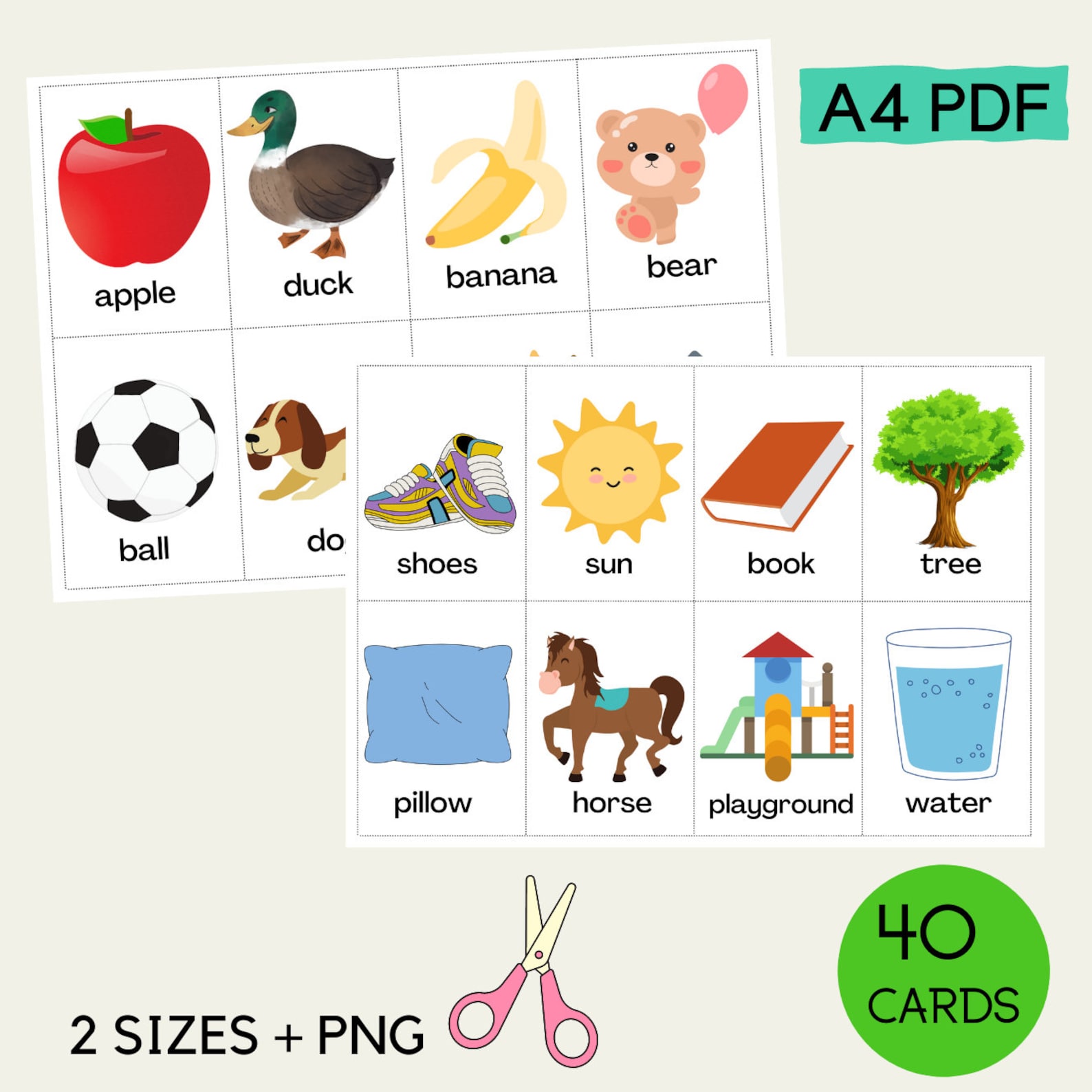 First Words Alphabet Flash Cards Baby Toddler Children Educational ...