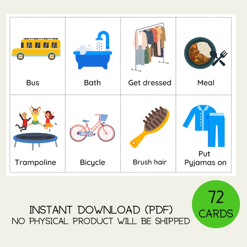 Communication Speech Cards 72 Pack Special Needs Learning Non Verbal ...