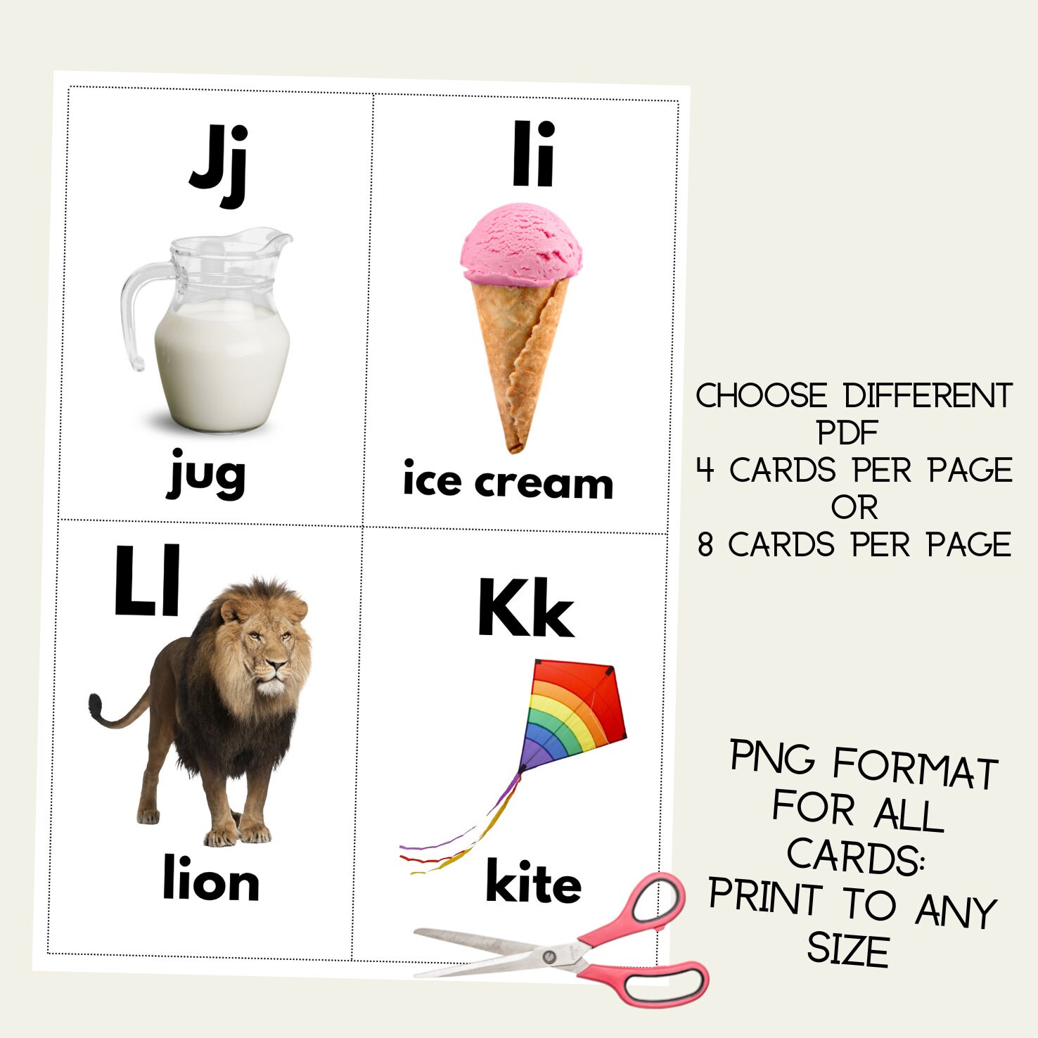Alphabet Flash Cards Preschool Kids Children First Words Printable ...