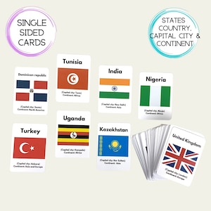 100 World Country Flags Flash Cards Instant Download Educational ...