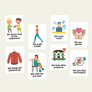 Class Room Golden Rules Home School Flash Cards Children Communication ...