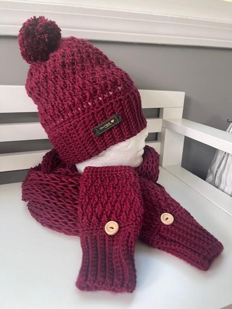 Handmade Hat, Infinity Scarf, and Gloves - Etsy