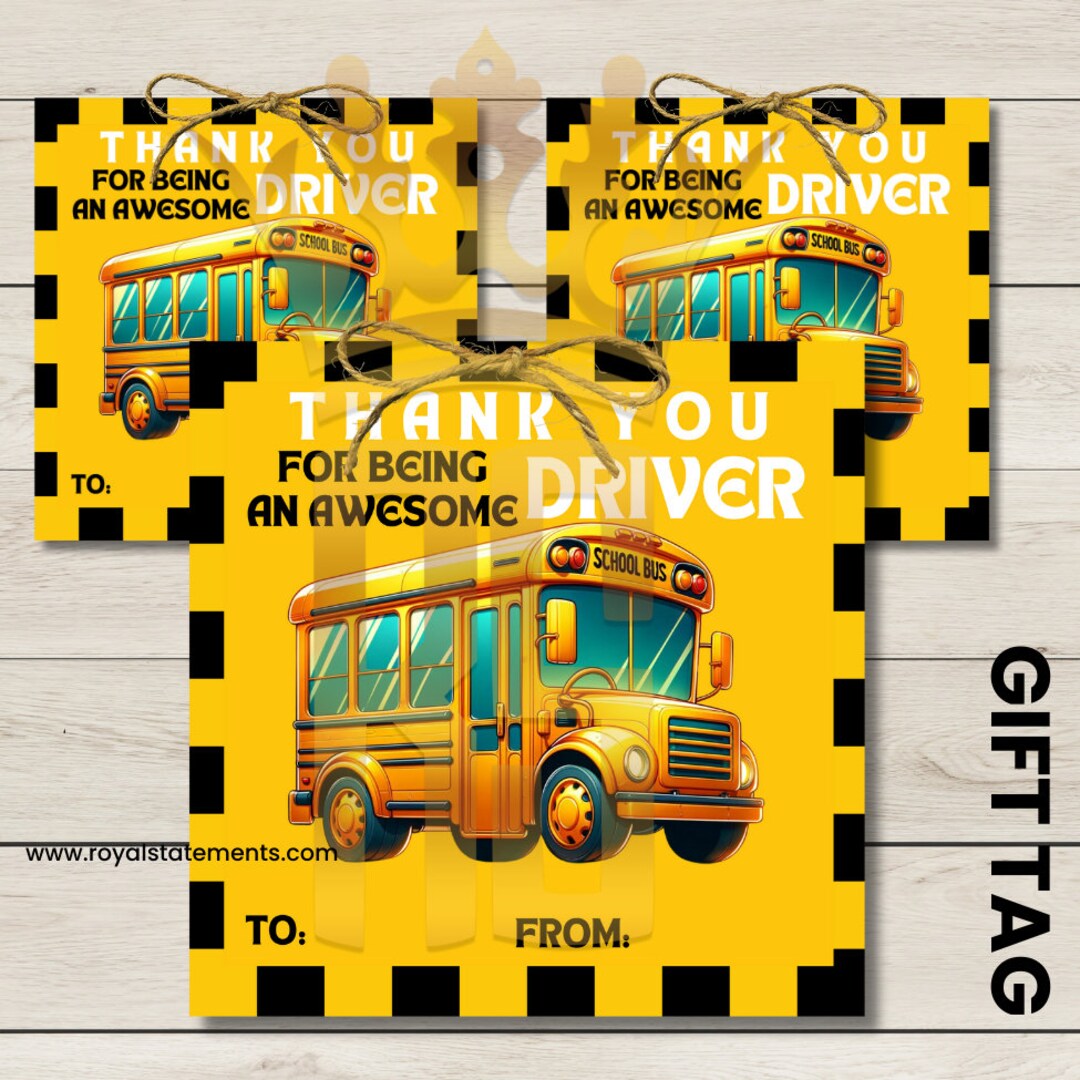 Bus Driver Thank You Tag, Bus Driver Appreciation, Gift Tag - Etsy