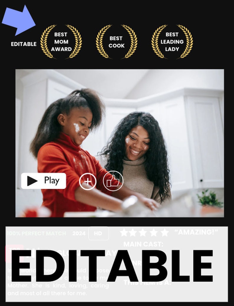 Custom Canva Movie Poster Template Gift for Father's Day Fully Editable ...