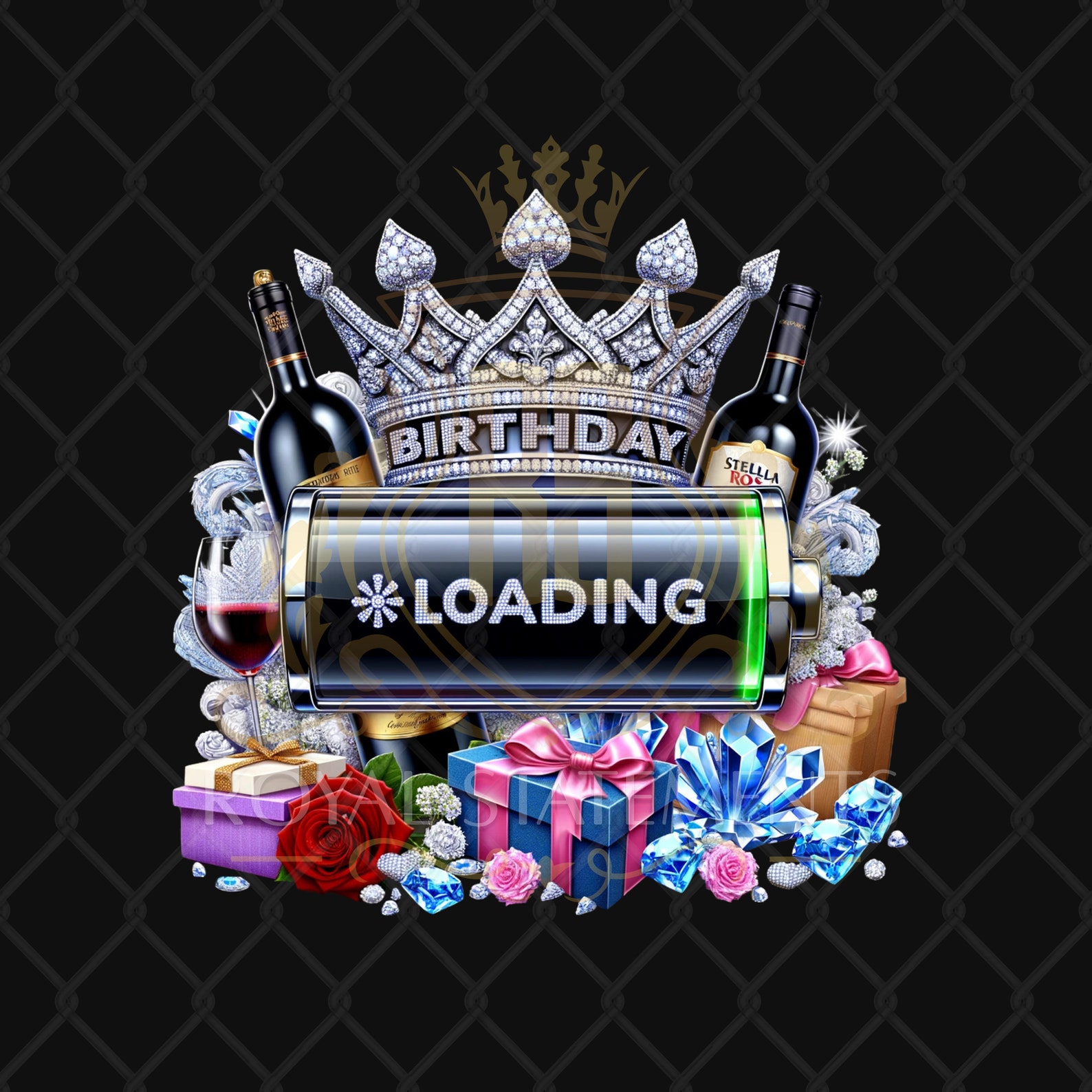 Birthday Queen, Bling, Clipart, Birthday Loading Battery - Etsy