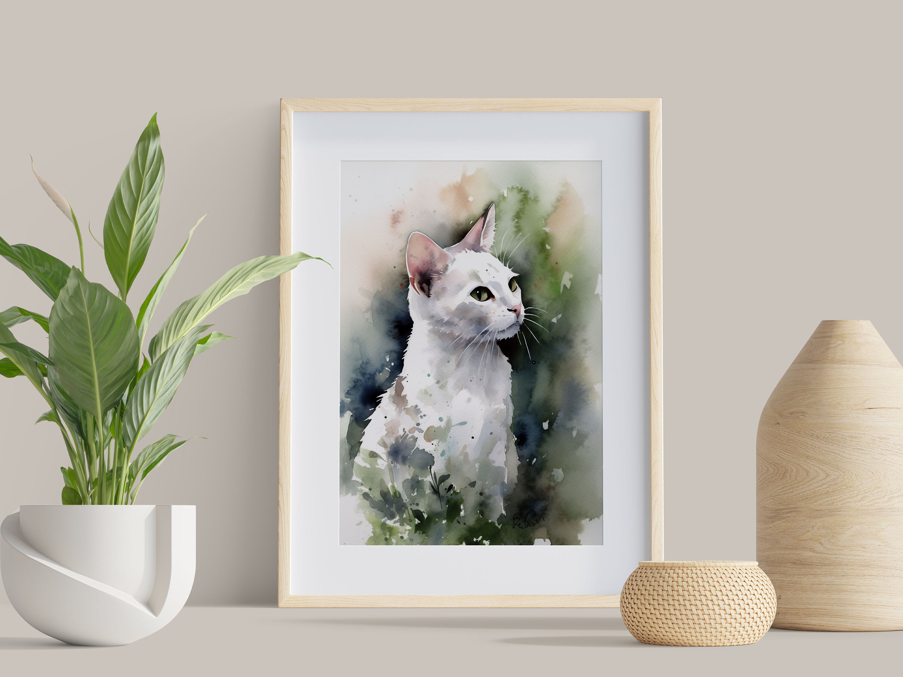 Pack of 12 Cute Watercolor Cats, Printable Wall Art, Watercolor Cats ...