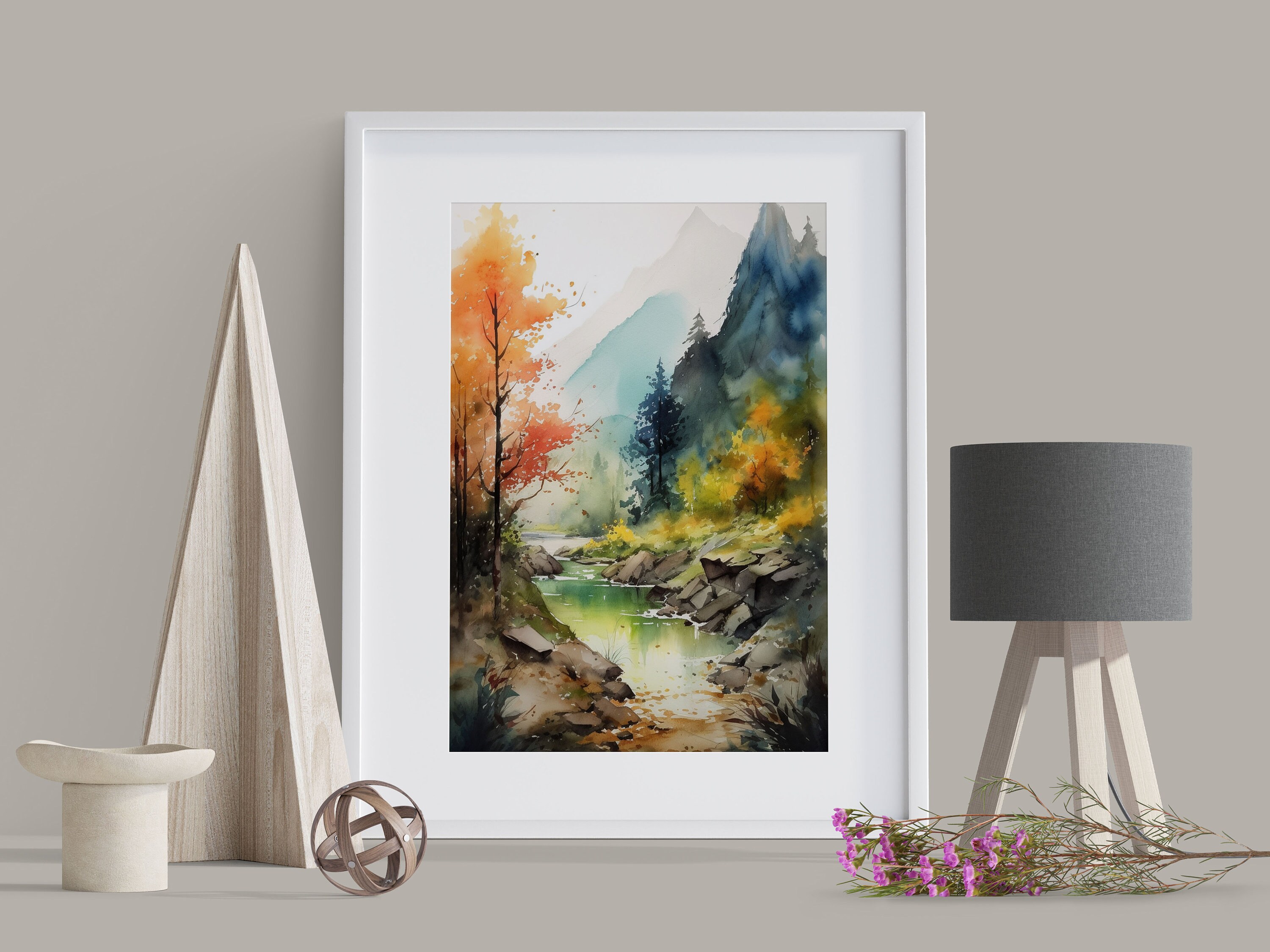 Watercolor Wall Art Printable, Beautiful Wall Art, Watercolor Forest ...