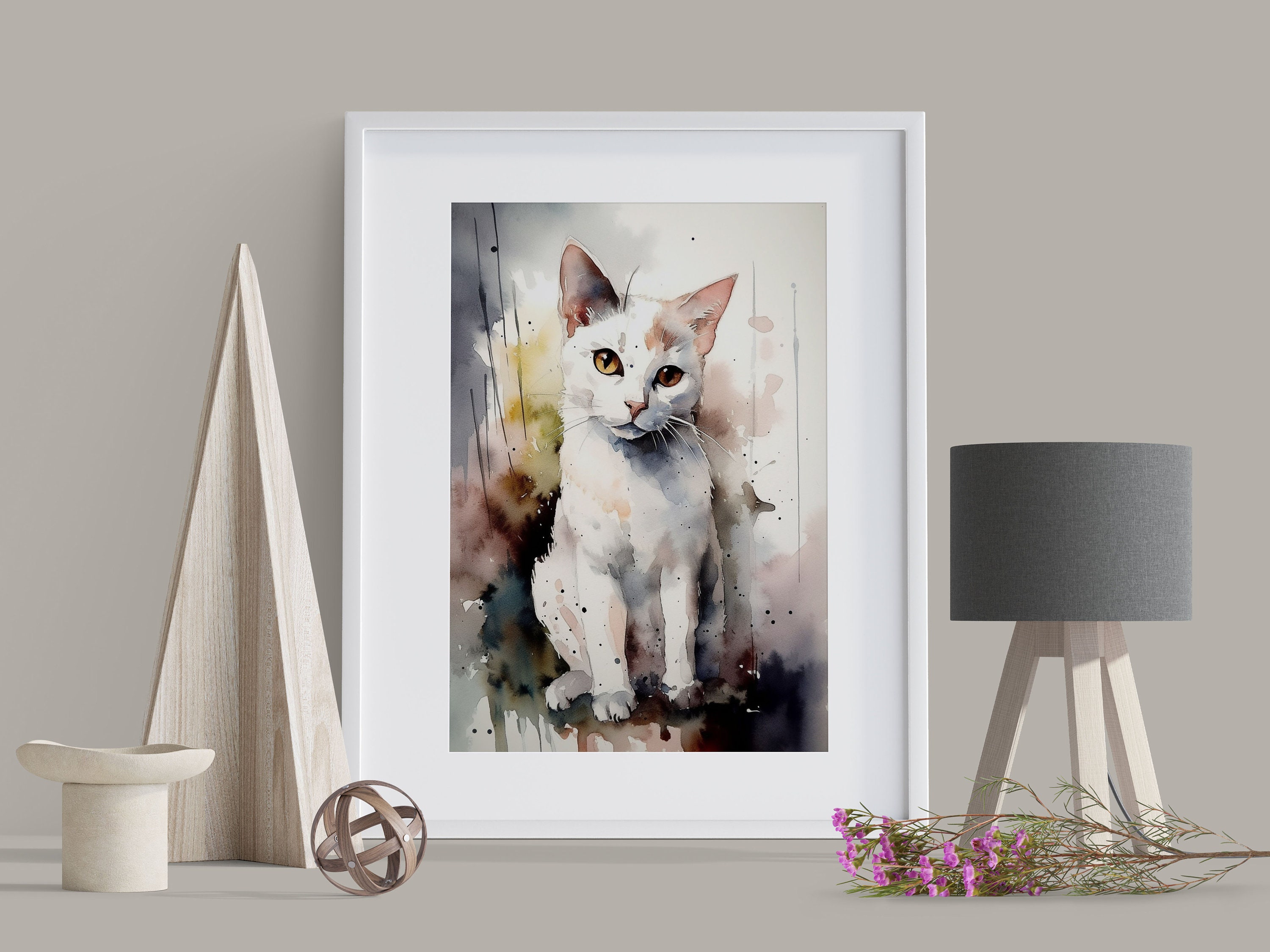 Pack of 12 Cute Watercolor Cats, Printable Wall Art, Watercolor Cats ...