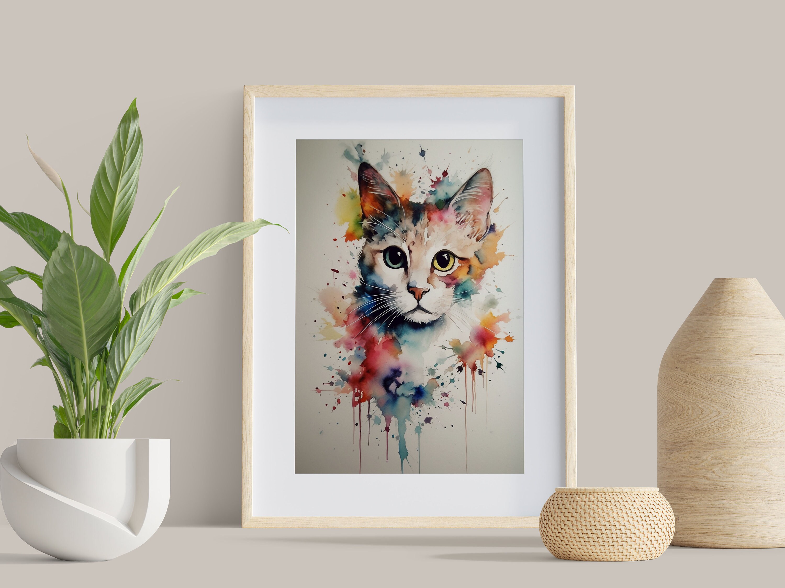 Pack of 12 Cute Watercolor Cats, Printable Wall Art, Watercolor Cats ...