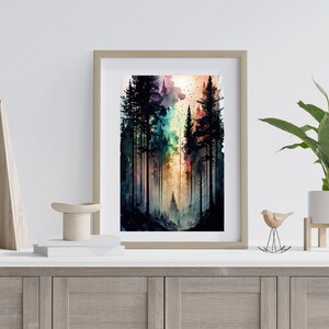 Beautiful Watercolor Forest Wall Art, Printable Wall Art, Water Color ...