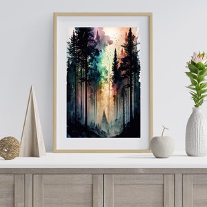 Beautiful Watercolor Forest Wall Art, Printable Wall Art, Water Color ...