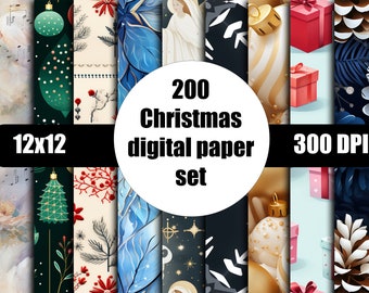 Christmas Digital Paper Set, Christmas Seamless Pattern, Holidays ...
