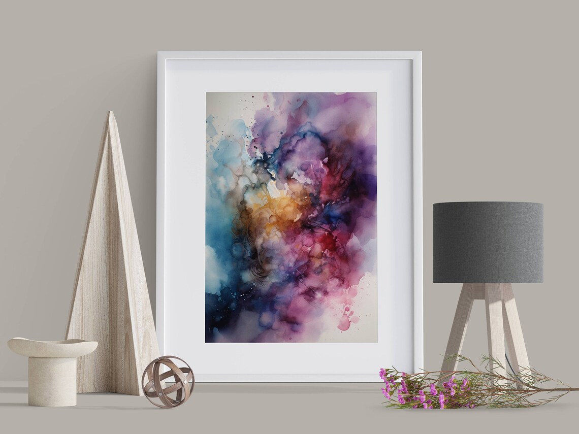 Watercolor Nebula, Printable Wall Art, Nebula Wall Art, Wall Décor ...