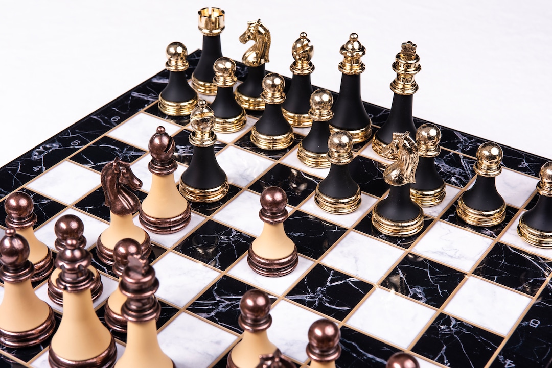 Aesthetic Chess Set, Luxury Chess Pieces, Marble Look MDF Chessboard ...