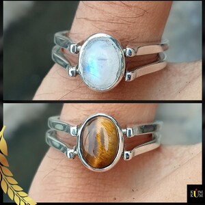 Reversible Ring, Flip Ring, Natural Rainbow Moonstone Ring, 100% Real ...
