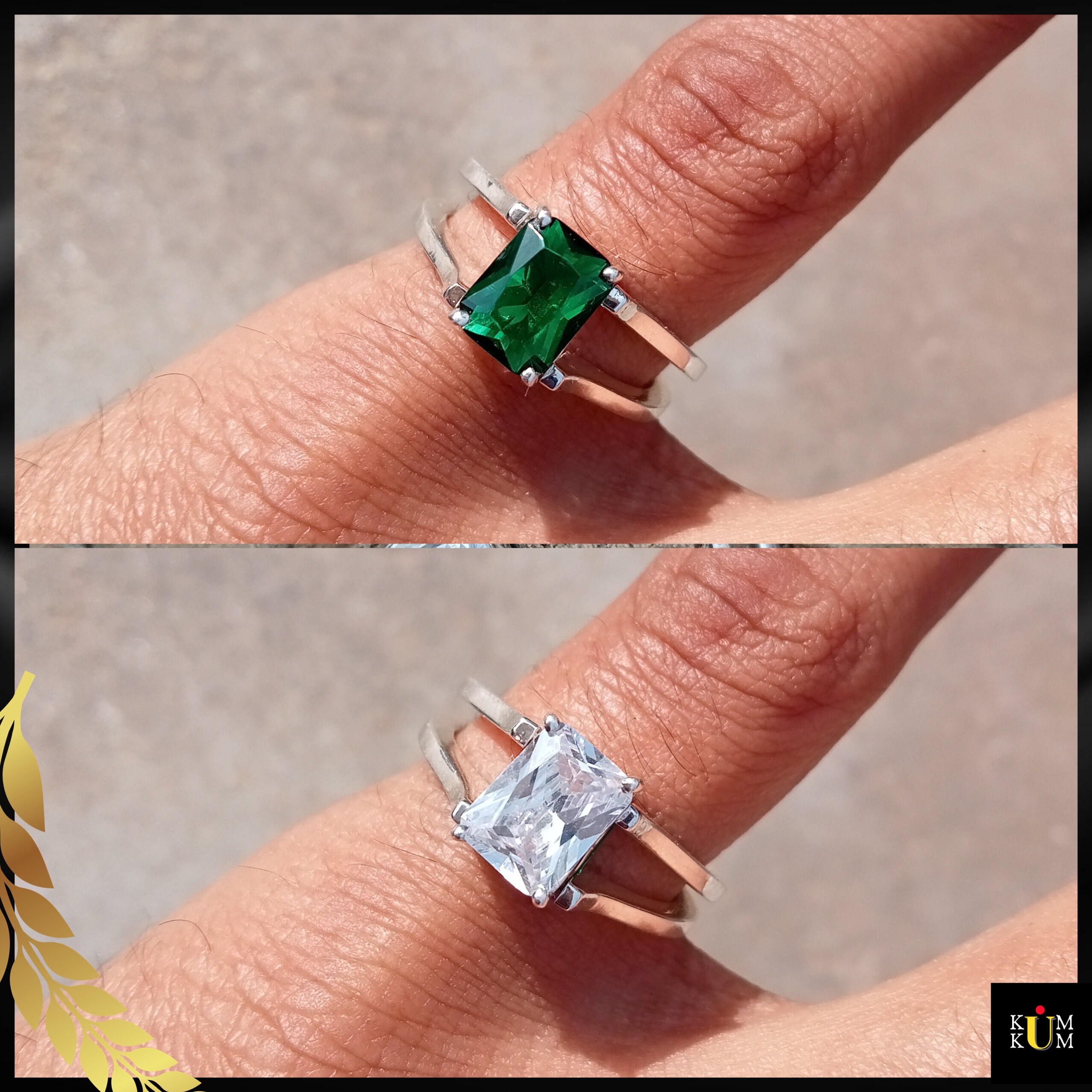 Reversible Ring, Flip Ring, Radiant Cut Engagement Ring, Emerald Ring ...