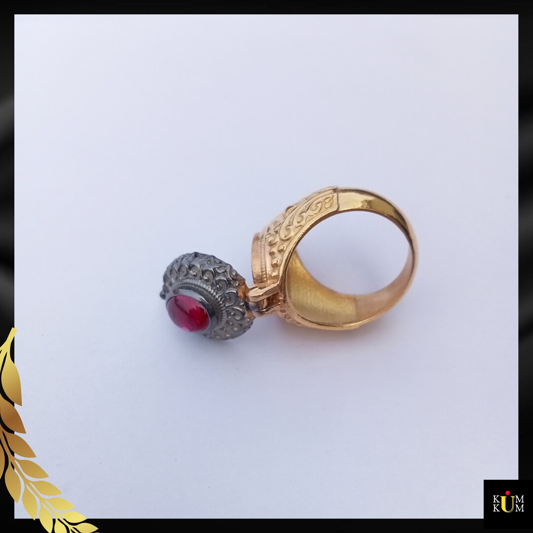 Poison Ring, Ruby Pill Box Ring, Secret Compartment Ring, Handmade Ring ...