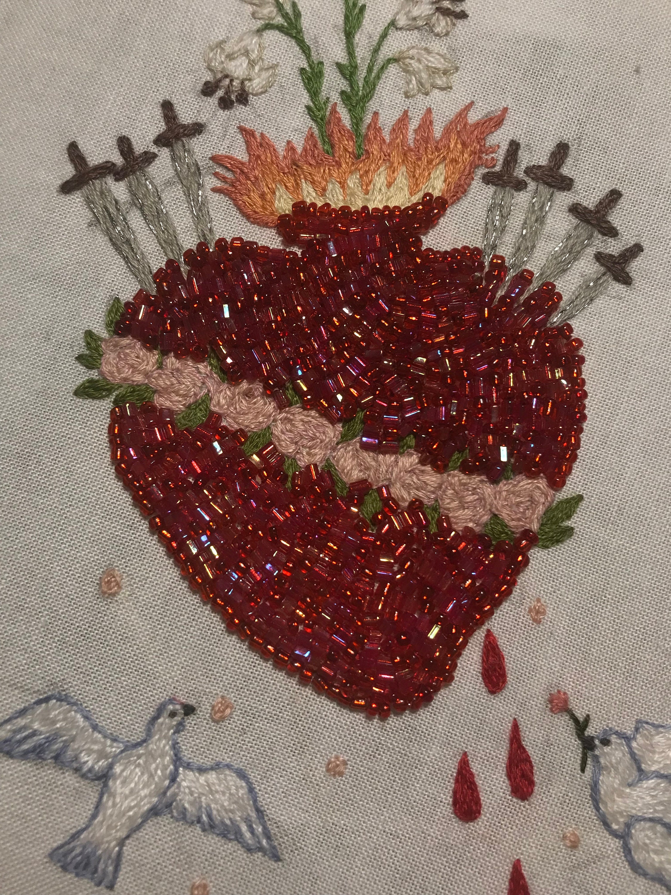 Burning Heart Bead Embroidery Hoop - Etsy