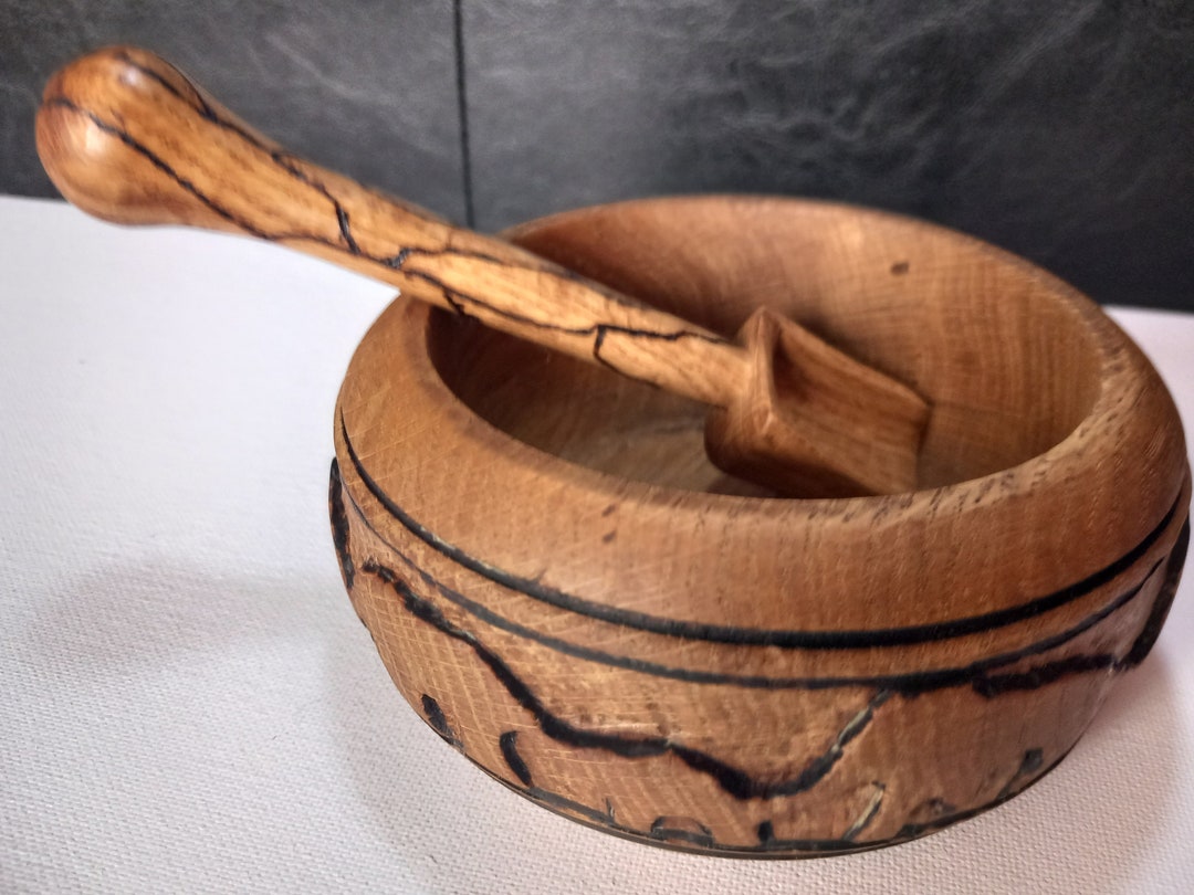 Marching Elephants Bowl With Serving Tool, Hand Pyrograph Design, Bowl ...