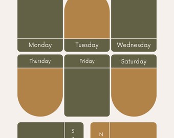 Beige and Brown Boho Abstract Illustration Daily Planner - Etsy