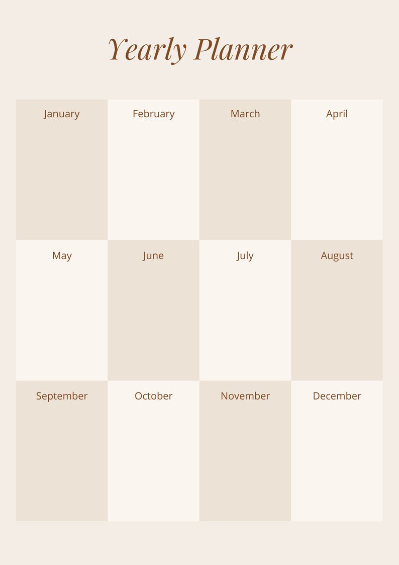 Minimalist Simple A4 Printable Yearly Planner - Etsy