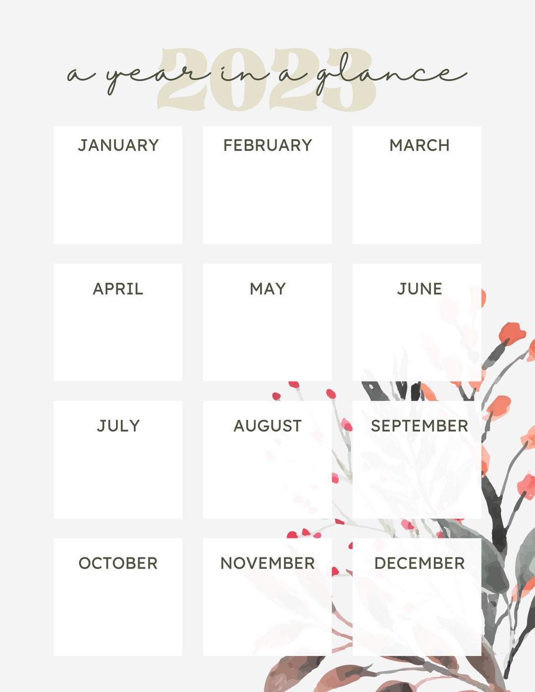 Neutral Simple Yearly Planner Template - Etsy