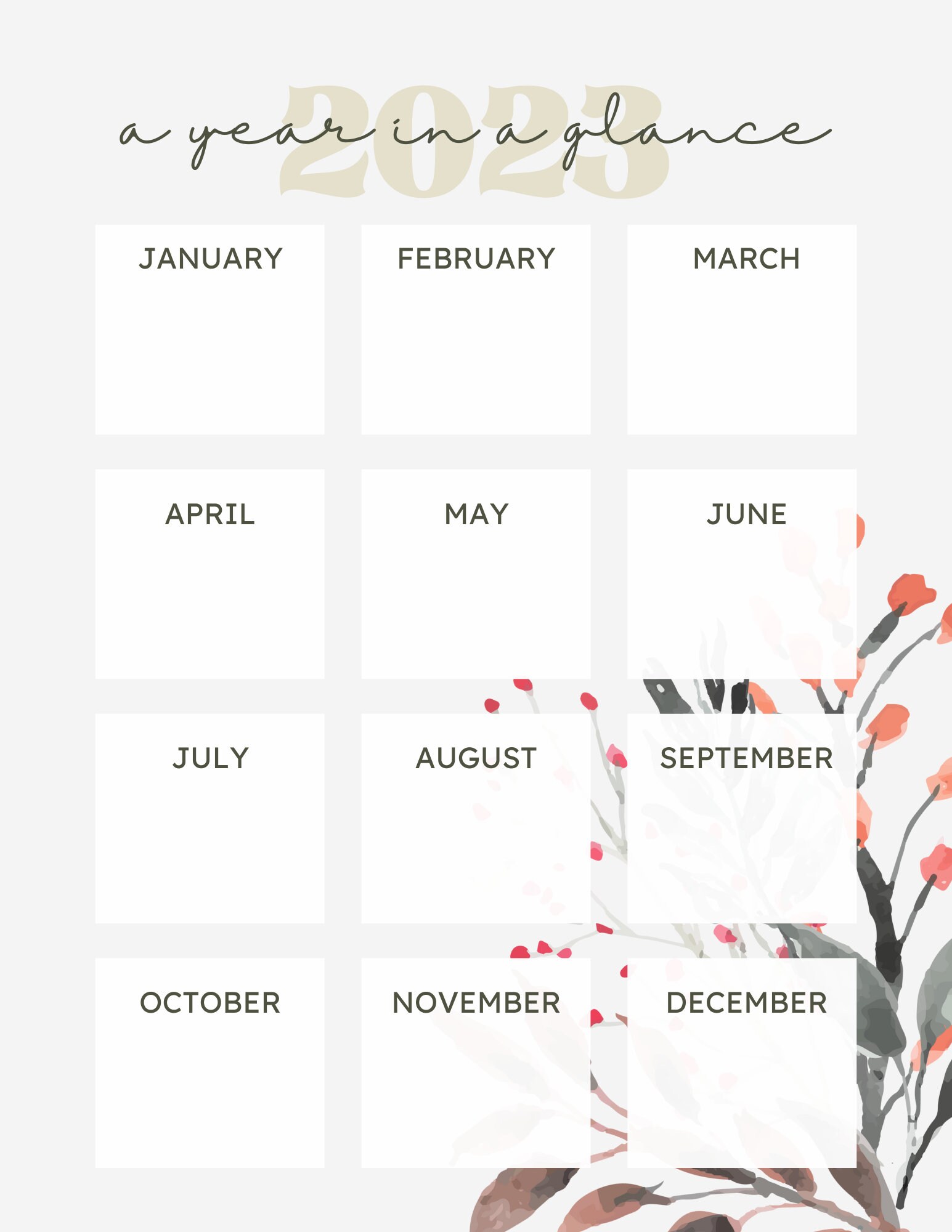 Neutral Simple Yearly Planner Template - Etsy